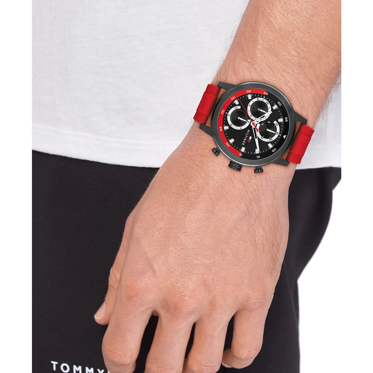 Men's Tommy Hilfiger Red Silicone Black Dial Watch-1792178 – Bluestrap ...