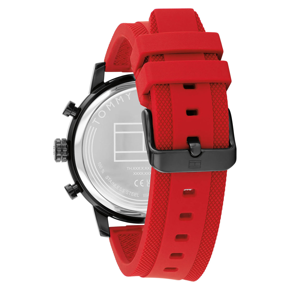 Men's Tommy Hilfiger Red Silicone Black Dial Watch-1792178 – Bluestrap ...