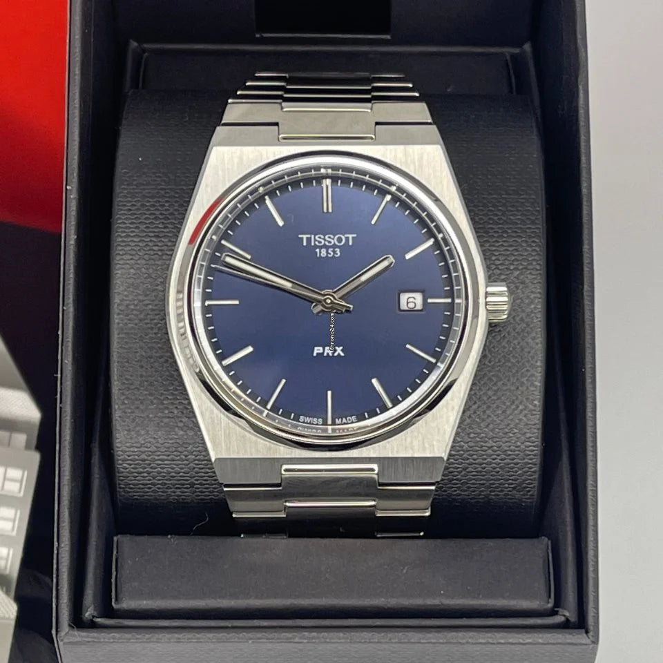 Men's Tissot PRX Quartz Blue Dial Steel Watch - T137.410.11.041.00 ...