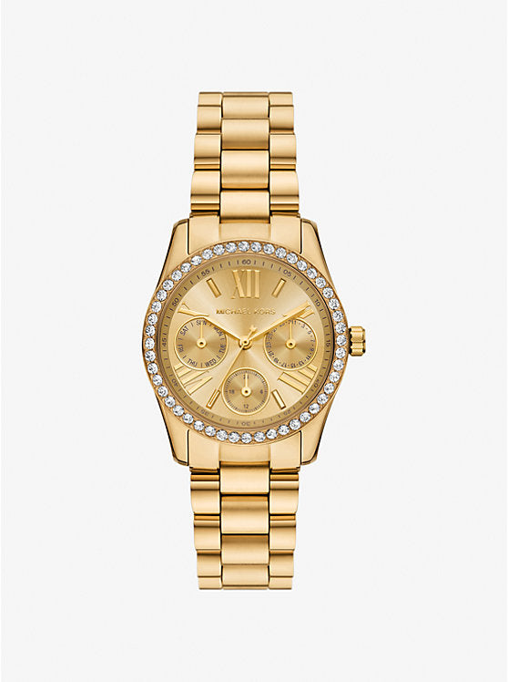Women's Michael Kors Mini Lexington Pavé Gold-Tone Watch – Bluestrap ...